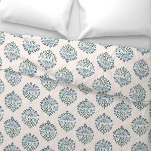 Periwinkle Bedding - Handblock Medallion by Whitneyenglish - Cornflower ...