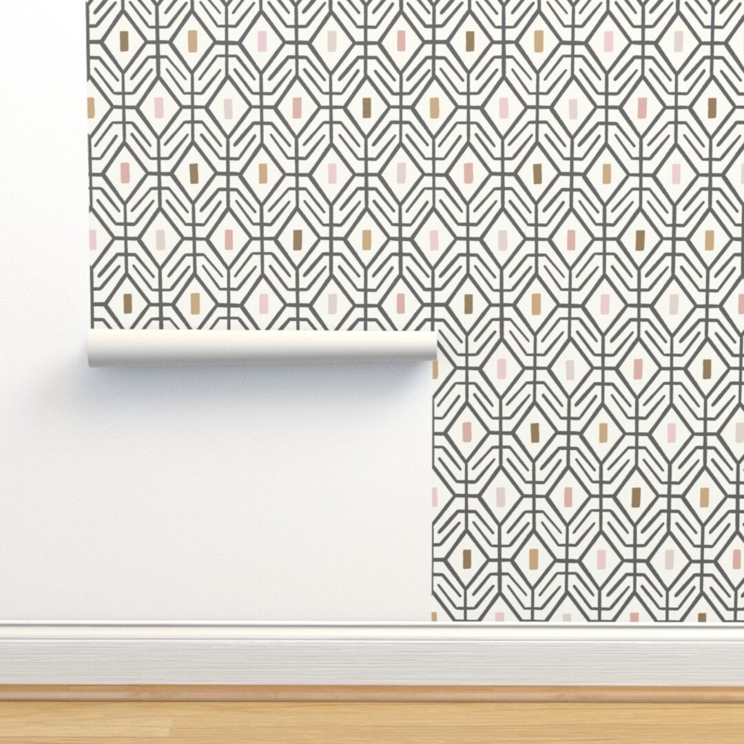 Neutral Geo Commercial Grade Wallpaper Bold Neutrals by - Etsy