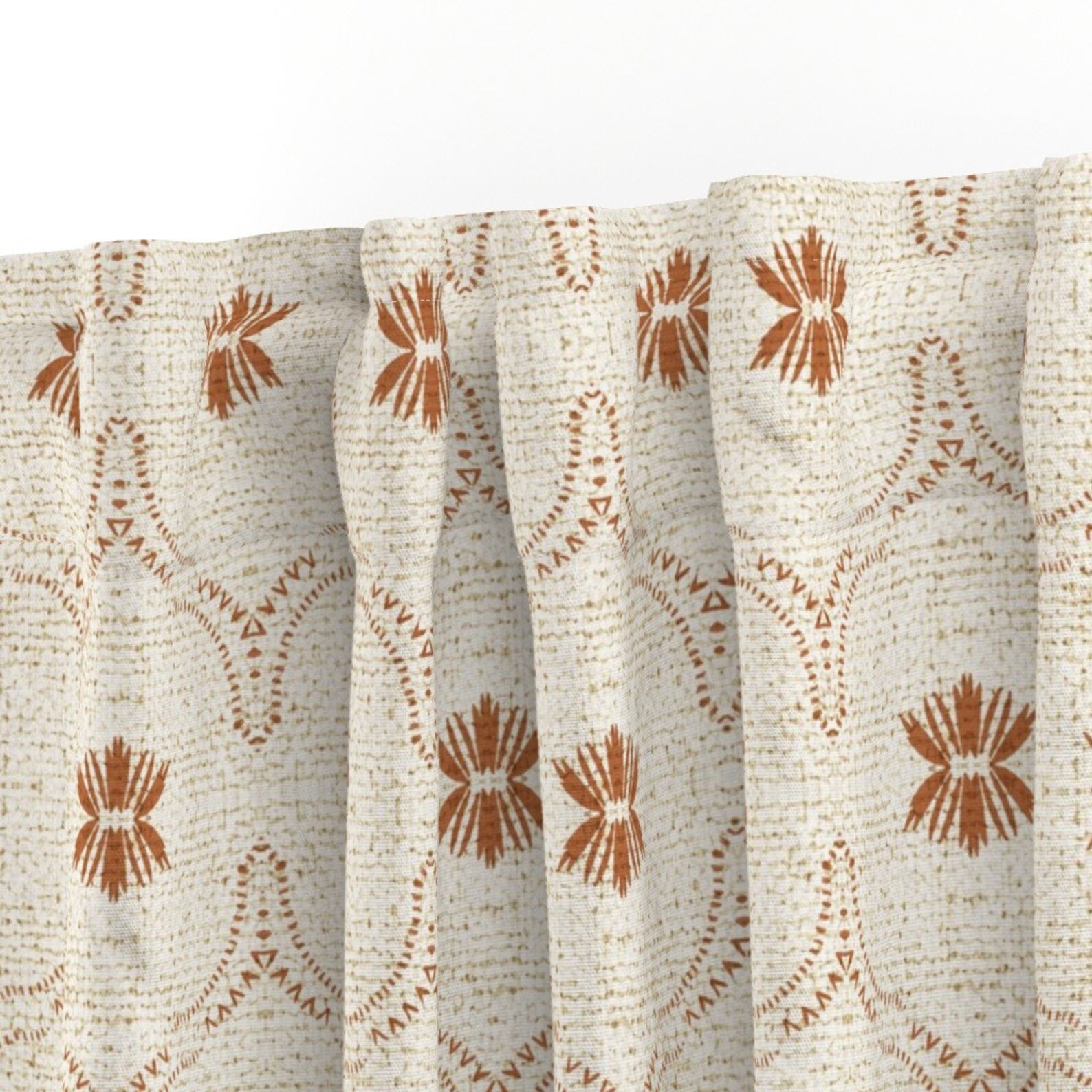 Earthy Boho Curtain Panel - Faux Woven Texture Earth Tone Terra Cotta ...