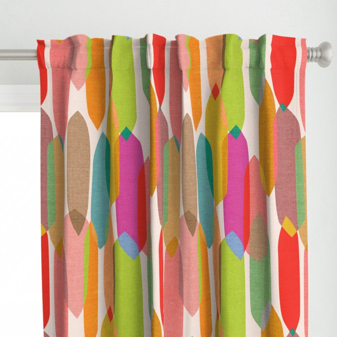 Retro Modern Curtain Panel - Bright Abstract Kaleidoscope Colourful ...