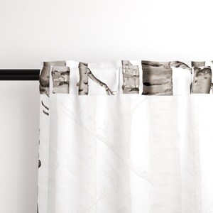 Woodland Forest Curtain Panel - Birch Forest on White by ...