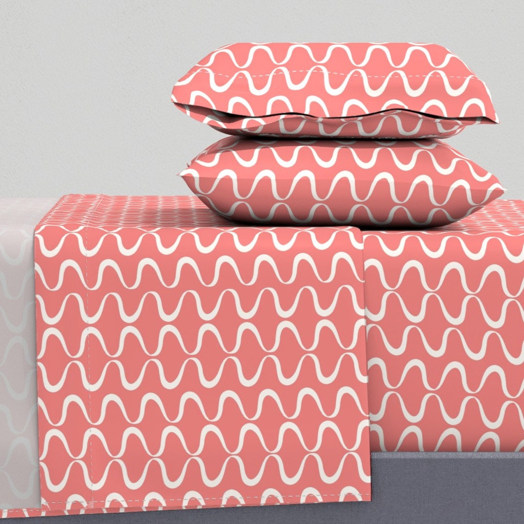 Abstract Waves Sheets Pink Wave Stripe by Lilie_design - Etsy