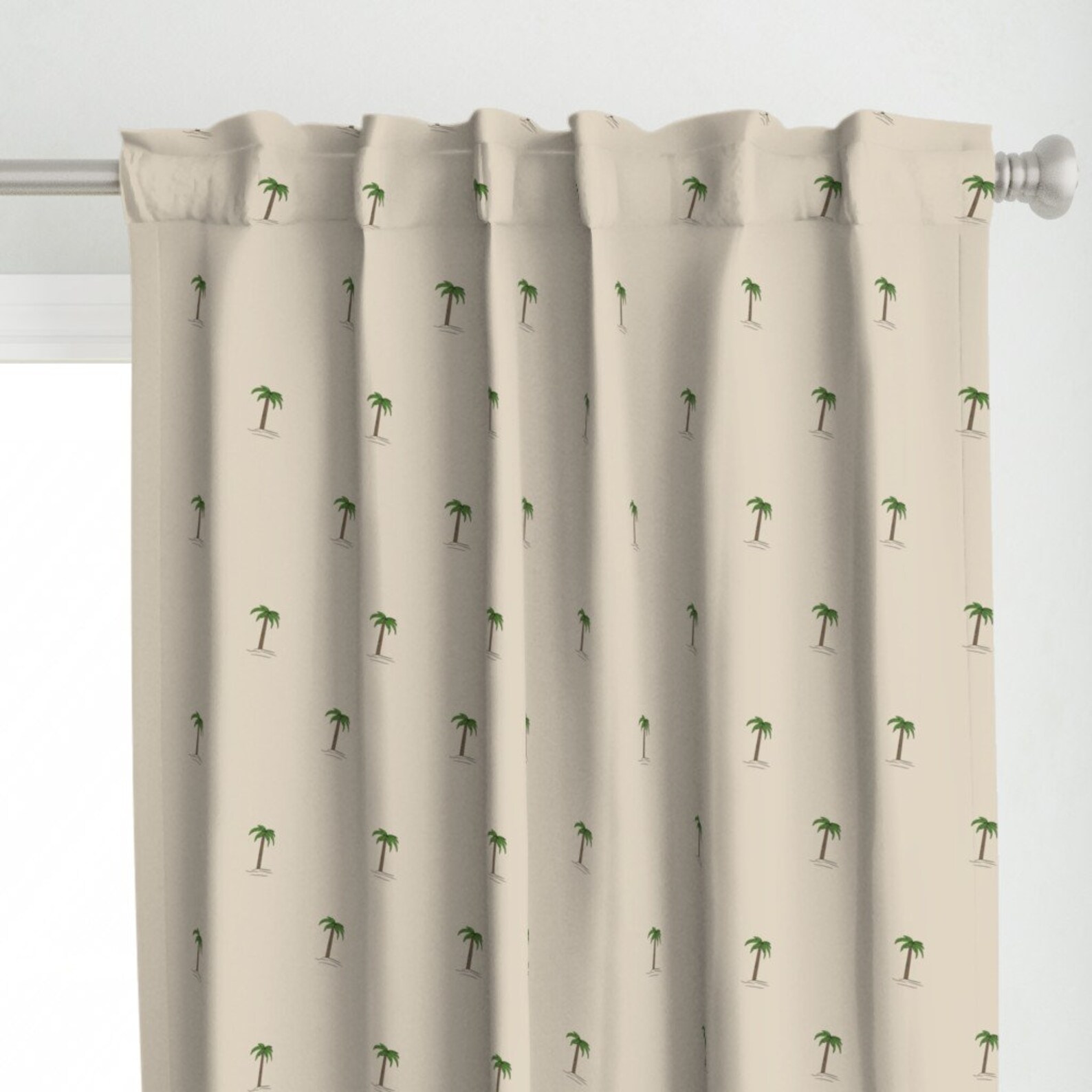 Palm Tree Curtain Panel - Tan Beach Tropical Small Sandy Preppy Coastal ...