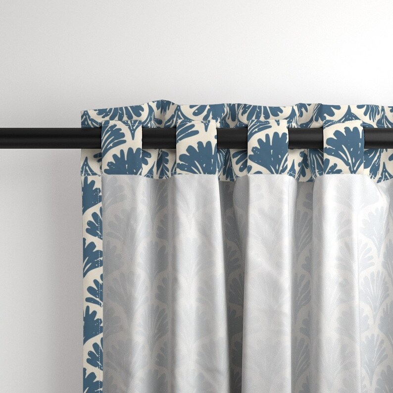 Sea Shell Scallop Curtain Panel - Coastal Nautical Block Print Neutral ...