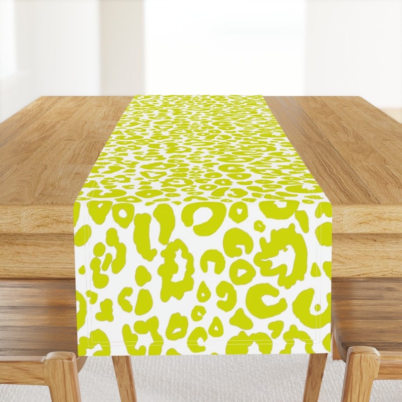 Chartreuse Cheetah Table Runner - Cheetah Chic by Theartwerks - Animal ...