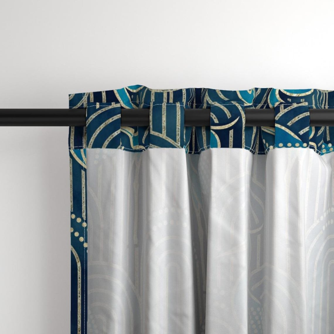 Teal Crane Curtain Panel - Bold Large Scale Art Deco Blue Birds Modern ...