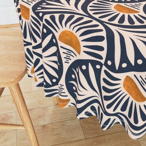 Sunset and Leaves Tablecloth - Art Deco by De_koro - Scallops Geometric ...
