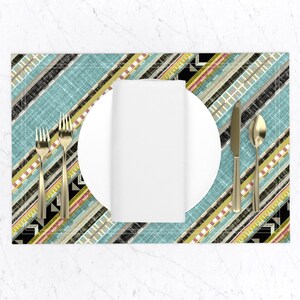 Aztec Placemats set of 2 Southwest Stripe Diagonal by - Etsy