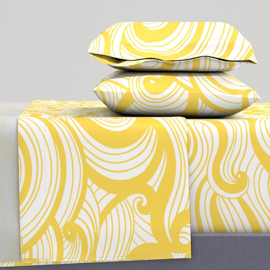 Yellow Ocean Waves Sheets Ocean Flow Yellow by Amysuther Water Waves ...