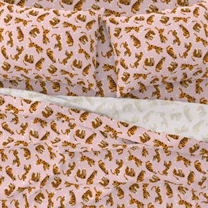 Whimsical Tiger Sheets - Tigers on Pink Large by Alenkakarabanova ...