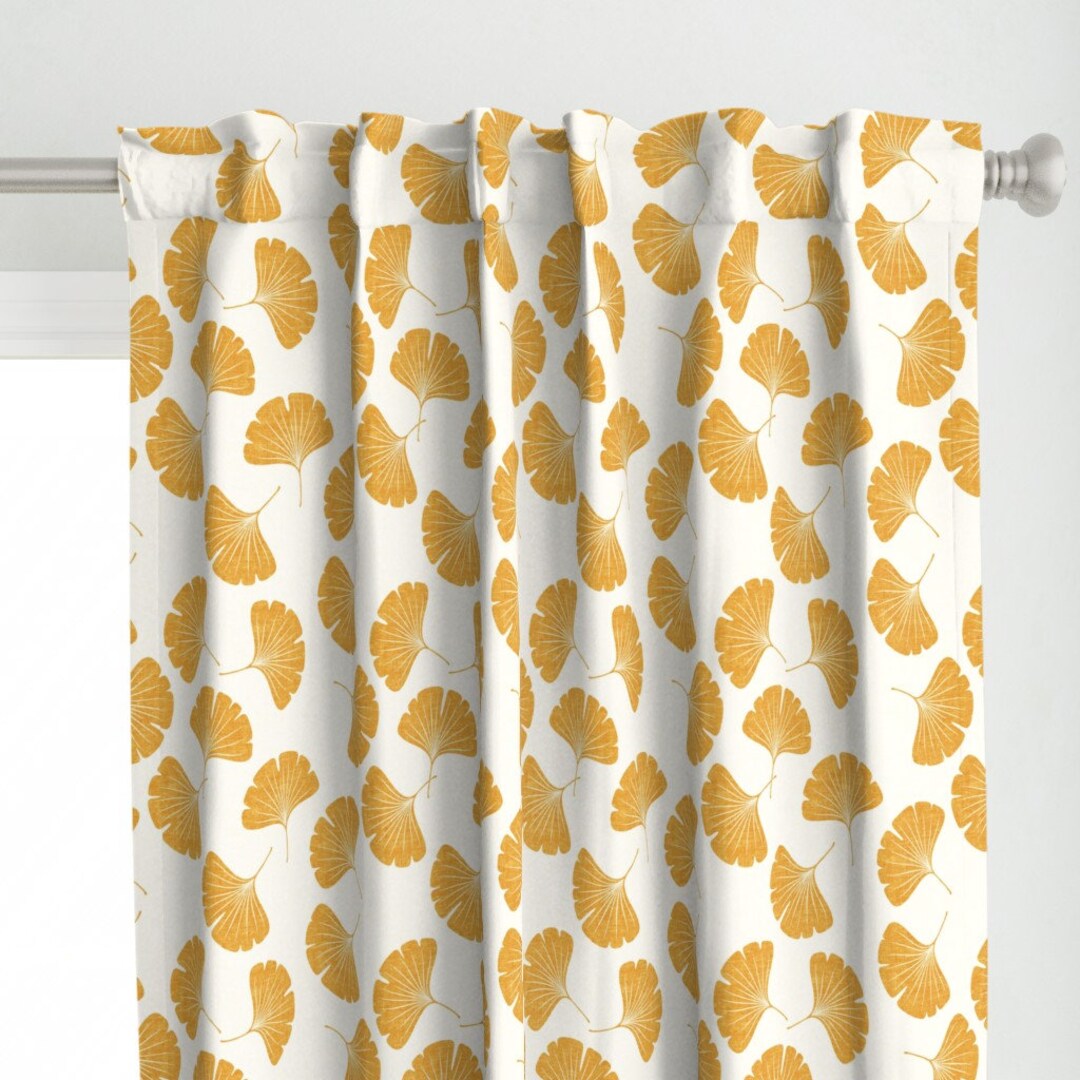 Autumn Ginkgo Curtain Panel Ginkgo Leaves Saffron by Littlearrowdesign ...