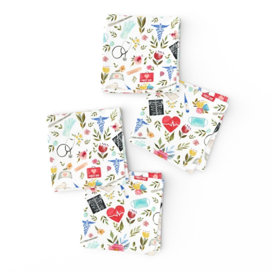 Nurse Cocktail Napkins set of 4 Love to Care Medical by - Etsy