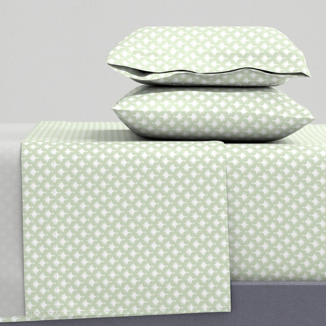 Light Sage Preppy Sheets Tiny Palm White by Danika_herrick ...