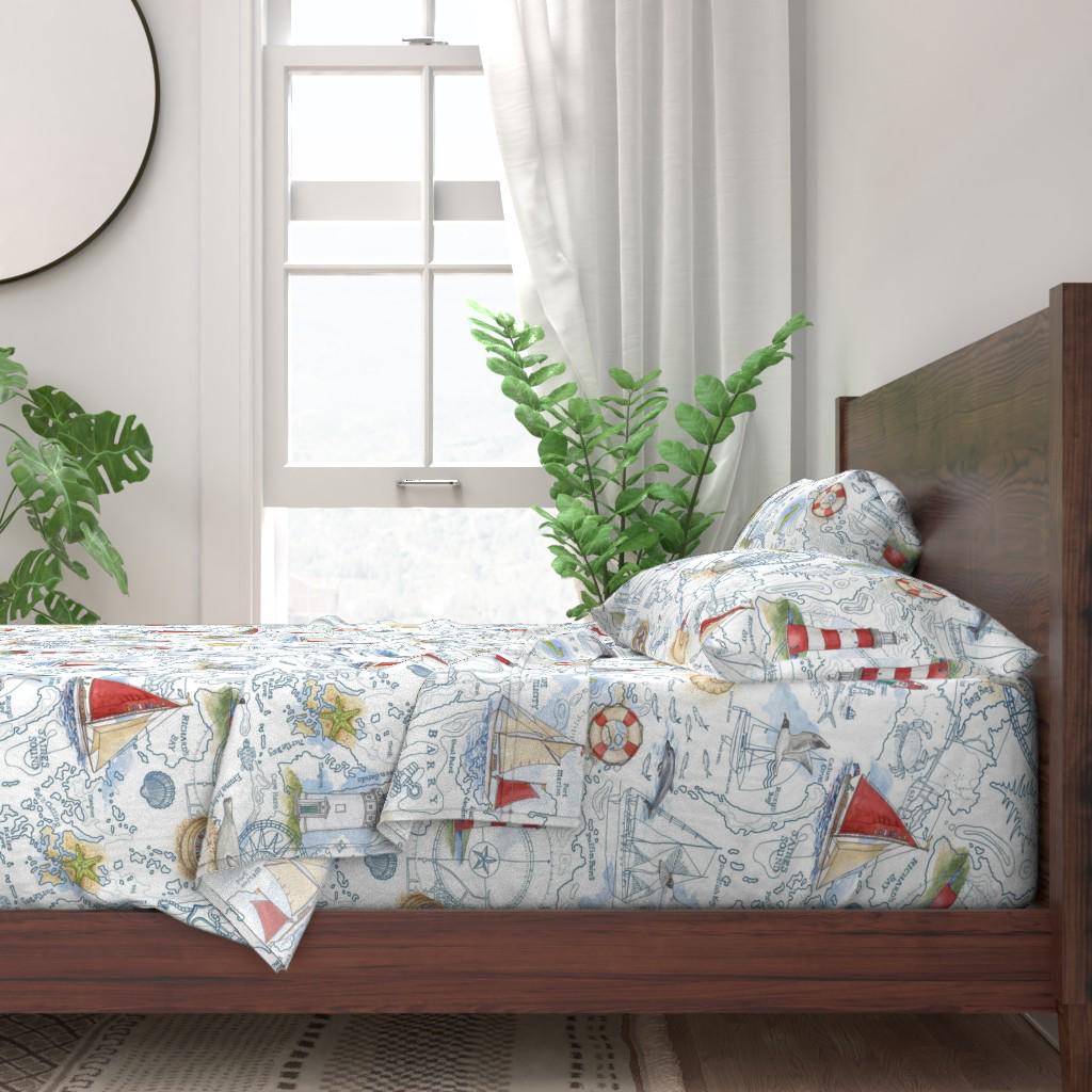 Nautical Sheets - Sail Away Map by Felicity_jane_design - Hand Drawn ...