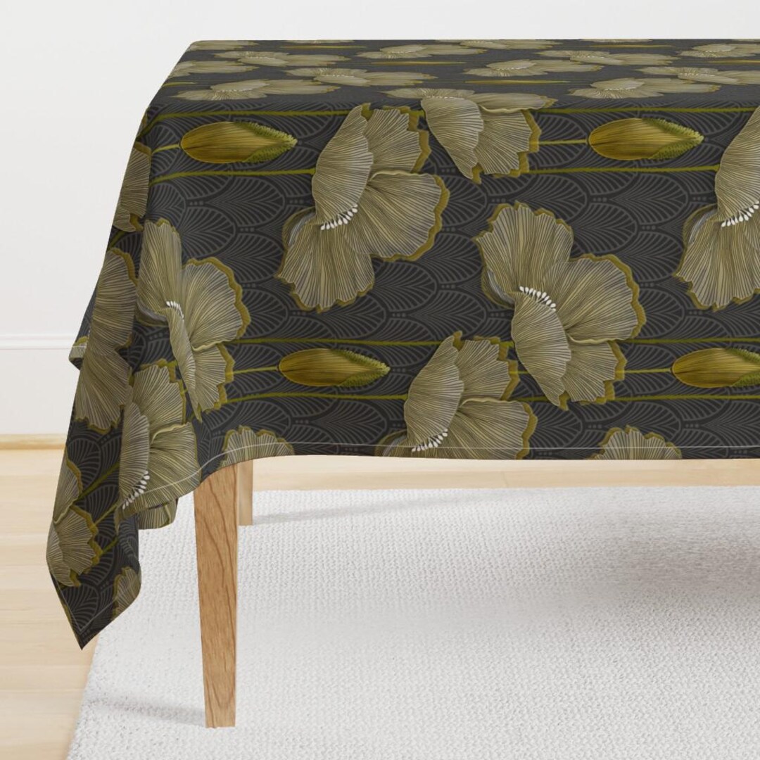 Art Decor Poppy Tablecloth - Art Deco Fleurs Dor by J9design - Vintage ...
