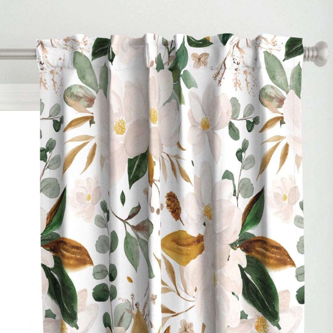 Romantic Magnolia Curtain Panel Magnolia Floral by - Etsy