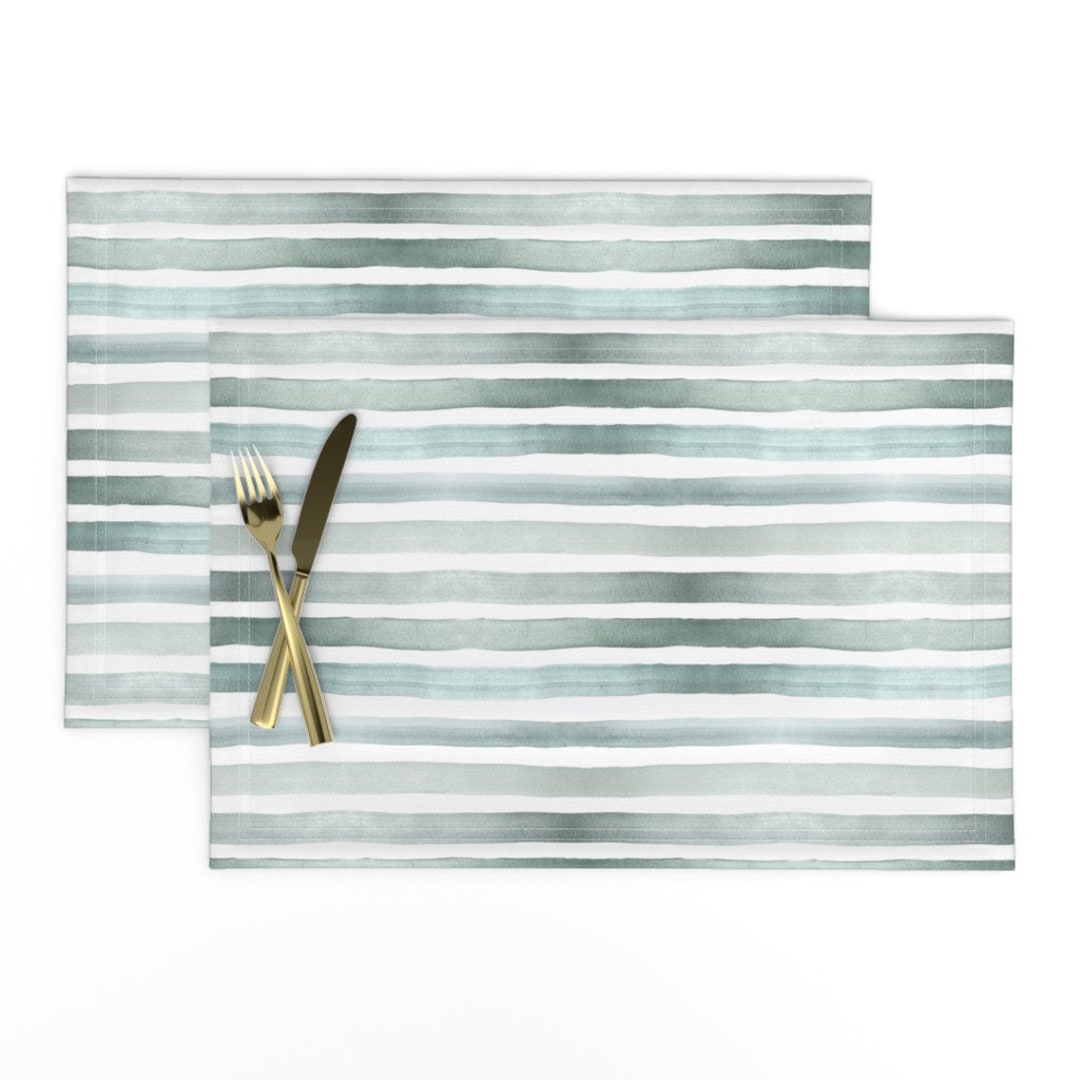 Blue Green Stripe Placemats set of 2 Stripe Sage by Crystal_walen Ombre ...