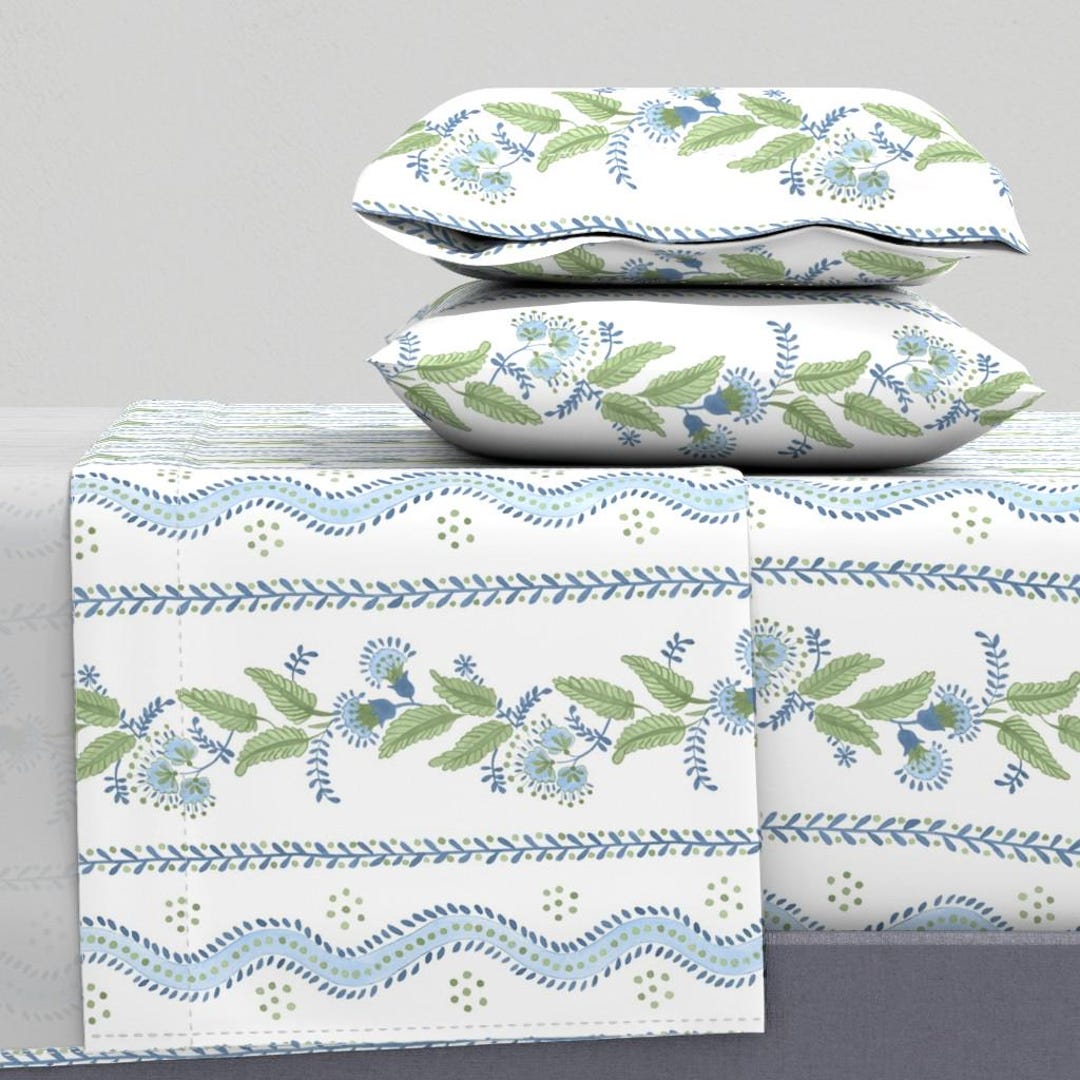 Traditional Sheets - Blue Green Emma Stripe by Danika_herrick ...