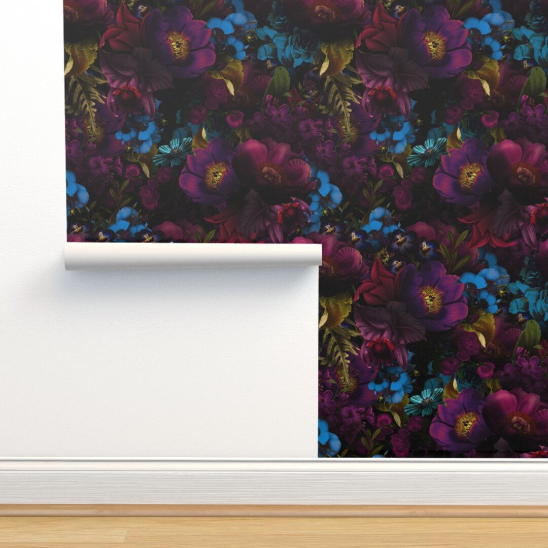 Dark Romantic Rose Non Pasted Wallpaper Maximalist Large Scale Gothic
