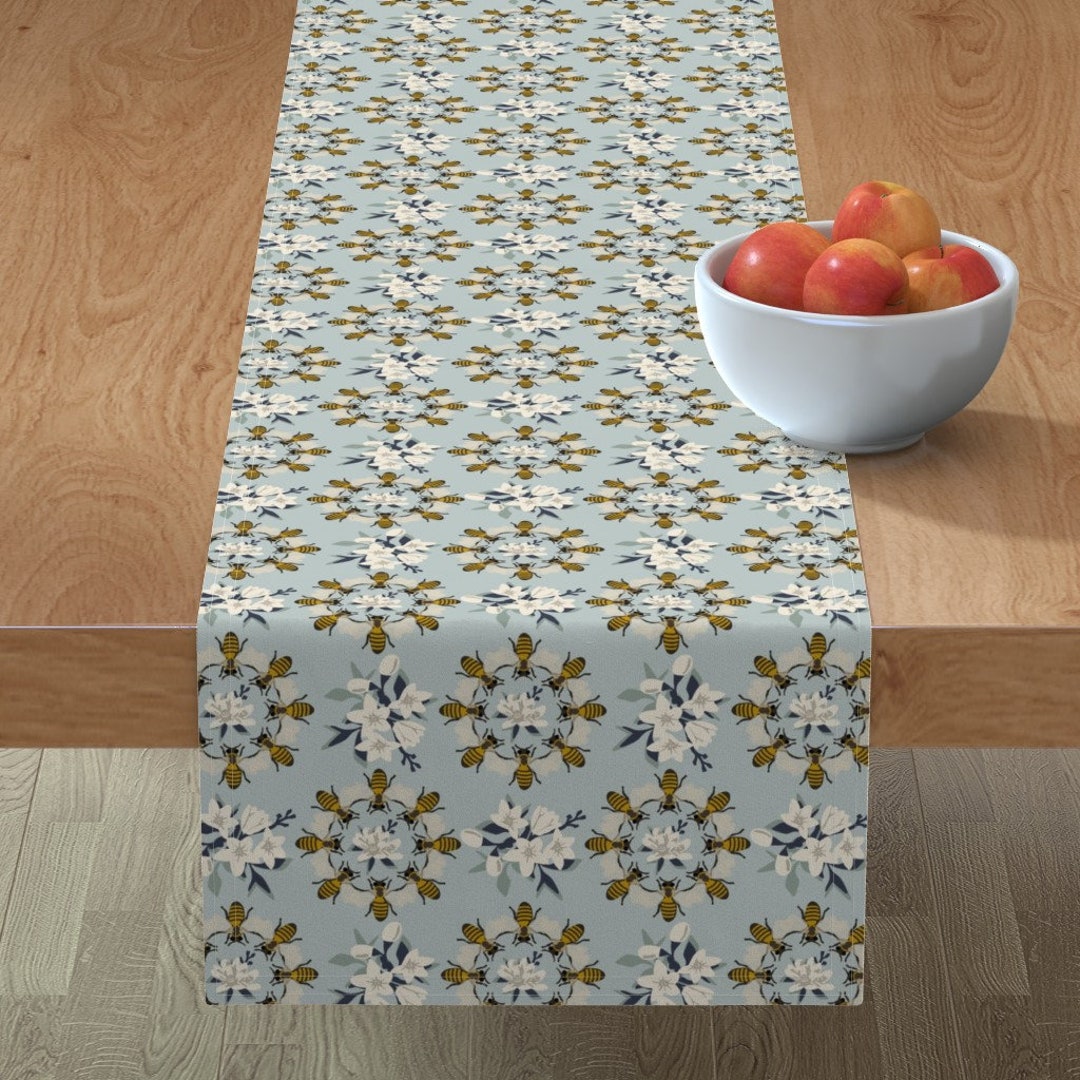 Honeybees Table Runner Bee Medallion Blue by - Etsy