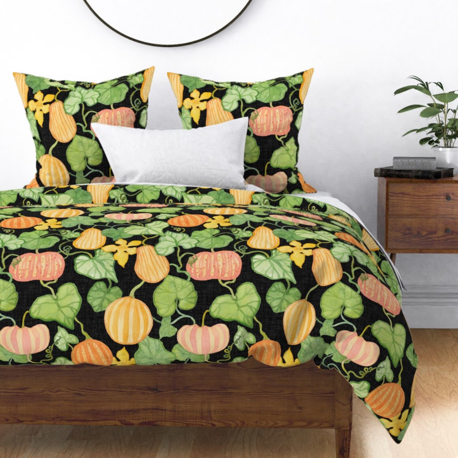 Autumn Duvet Cover Festive Pumpkin Vine by Mariden - Etsy