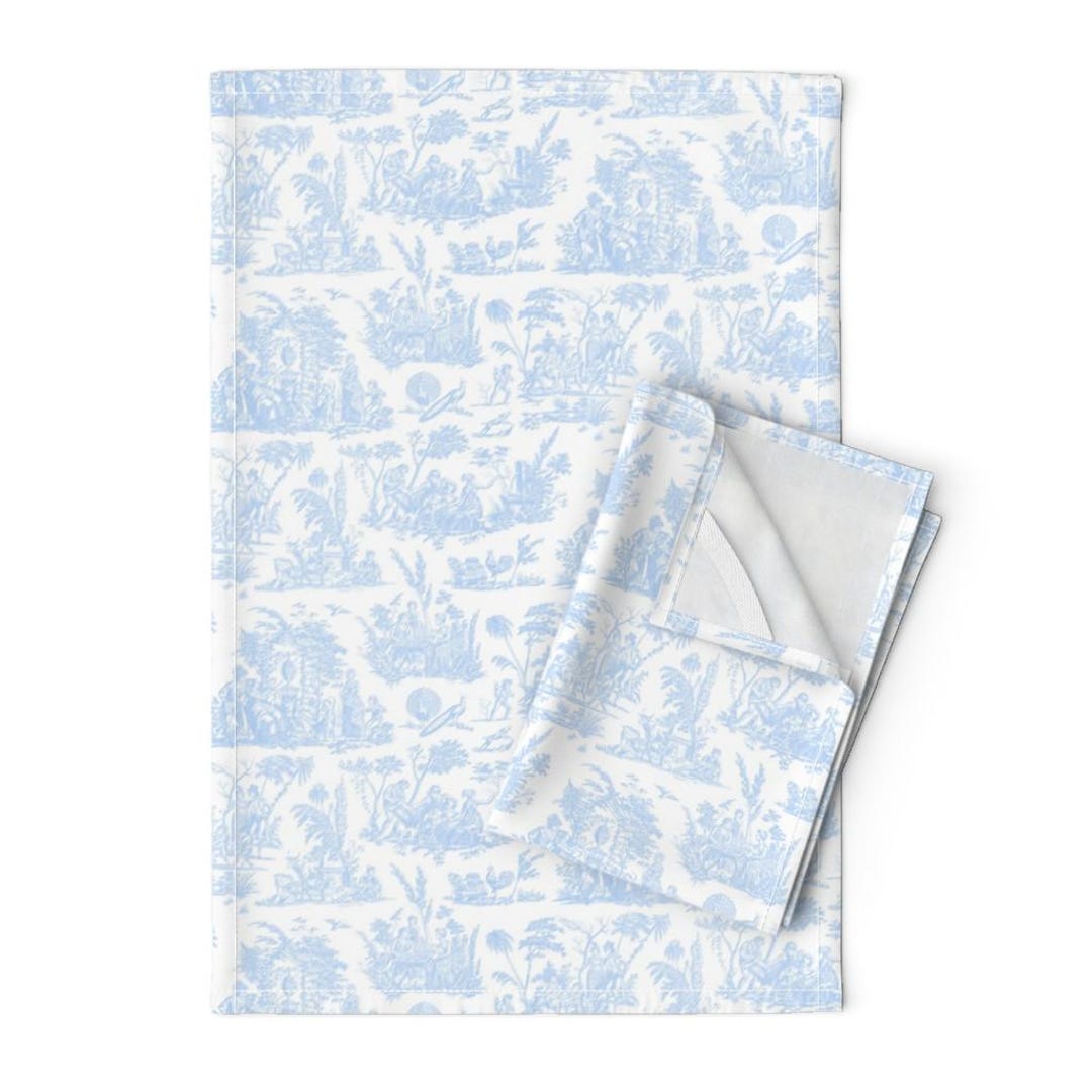 Baby Blue Toile Tea Towels Set of 2 - Romantic French Blue White Toile ...