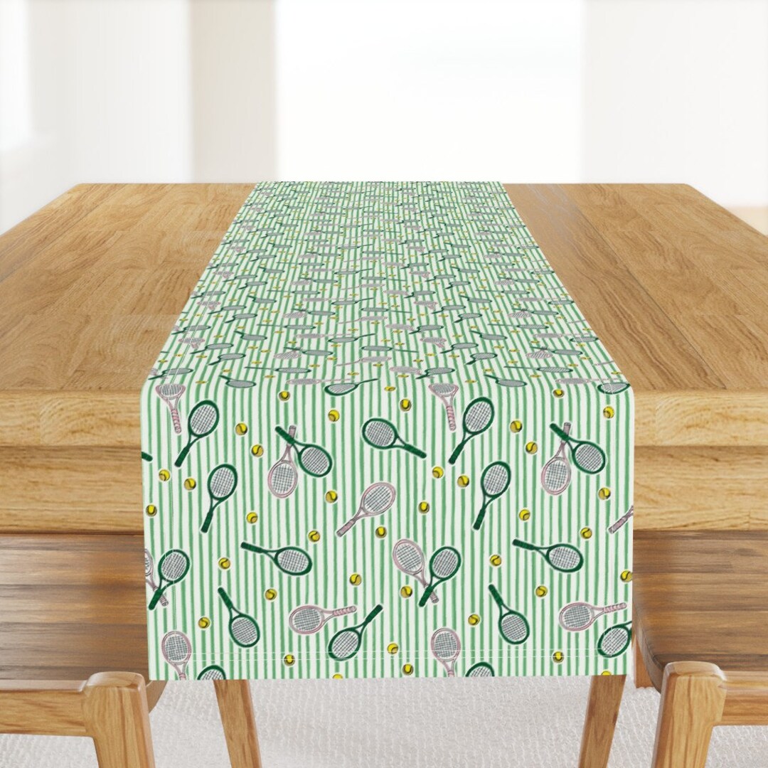 Preppy Tennis Table Runner - Let's Play Tennis by Studiovalko - Green ...