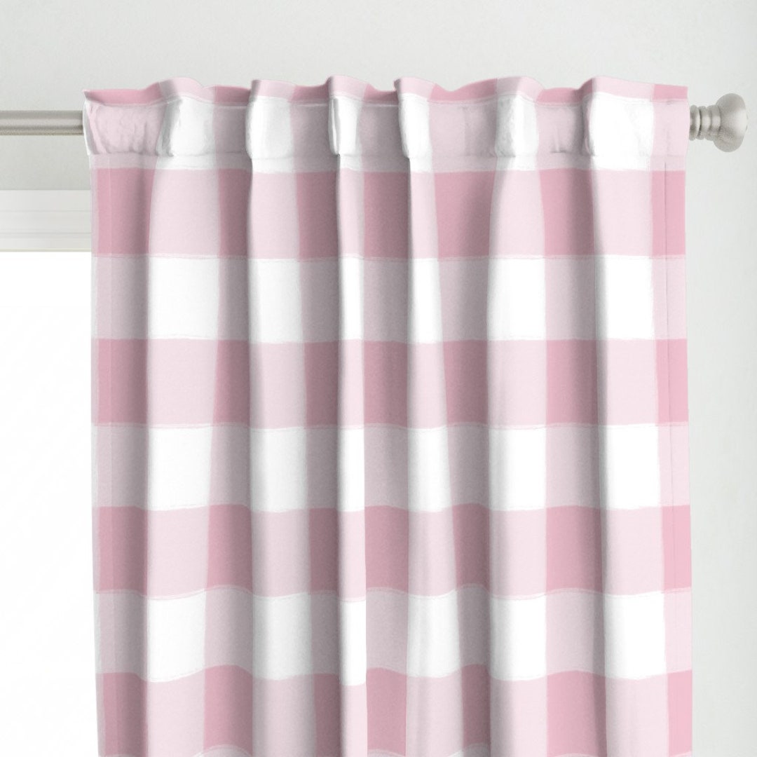Buffalo Check Curtain Panel - Pink Gingham Plaid Classic Nursery Custom ...