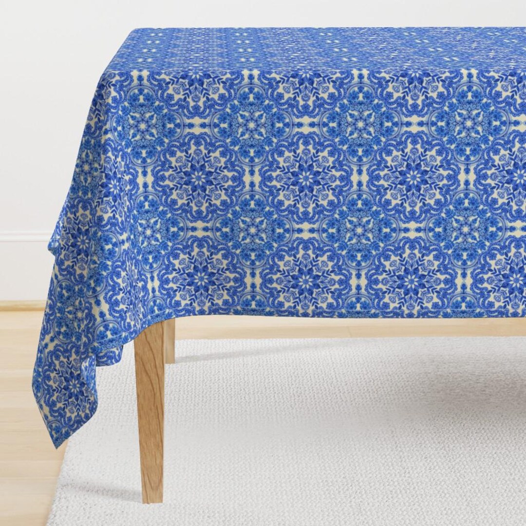 Cobalt Blue Tablecloth - China Folk Art by Micklyn - Vintage Style ...