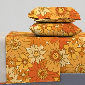 Daisy Sheets 70s Retro Daisy Floral Harvest Large by Latheandquill ...