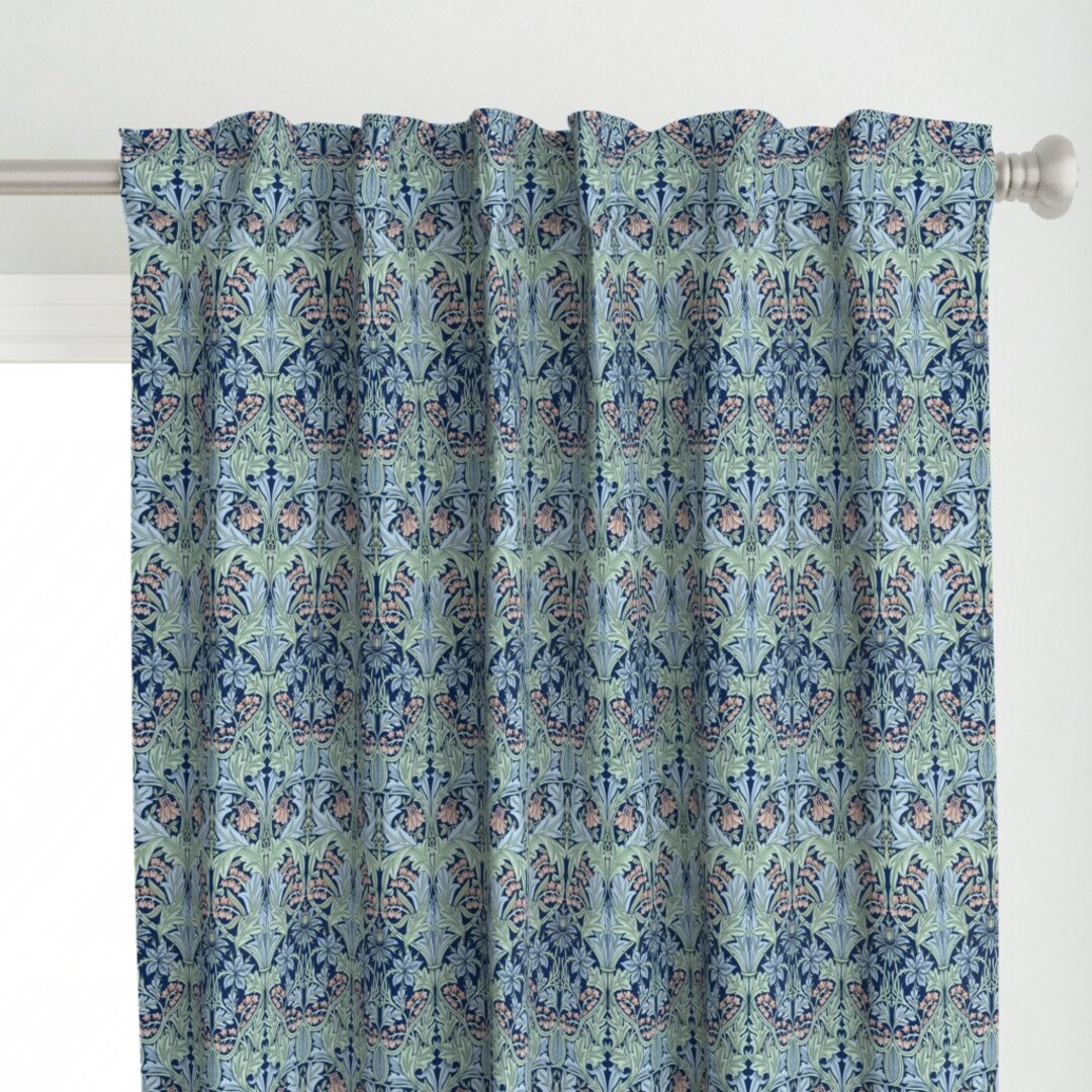 Botanical Damask Curtain Panel - William Morris Victorian Art Arts and ...