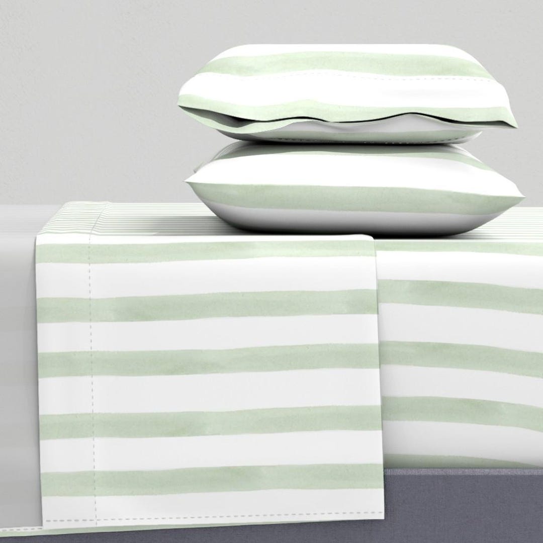 Light Sage Stripe Sheets - Green Watercolor Stripes by Dailymiracles ...