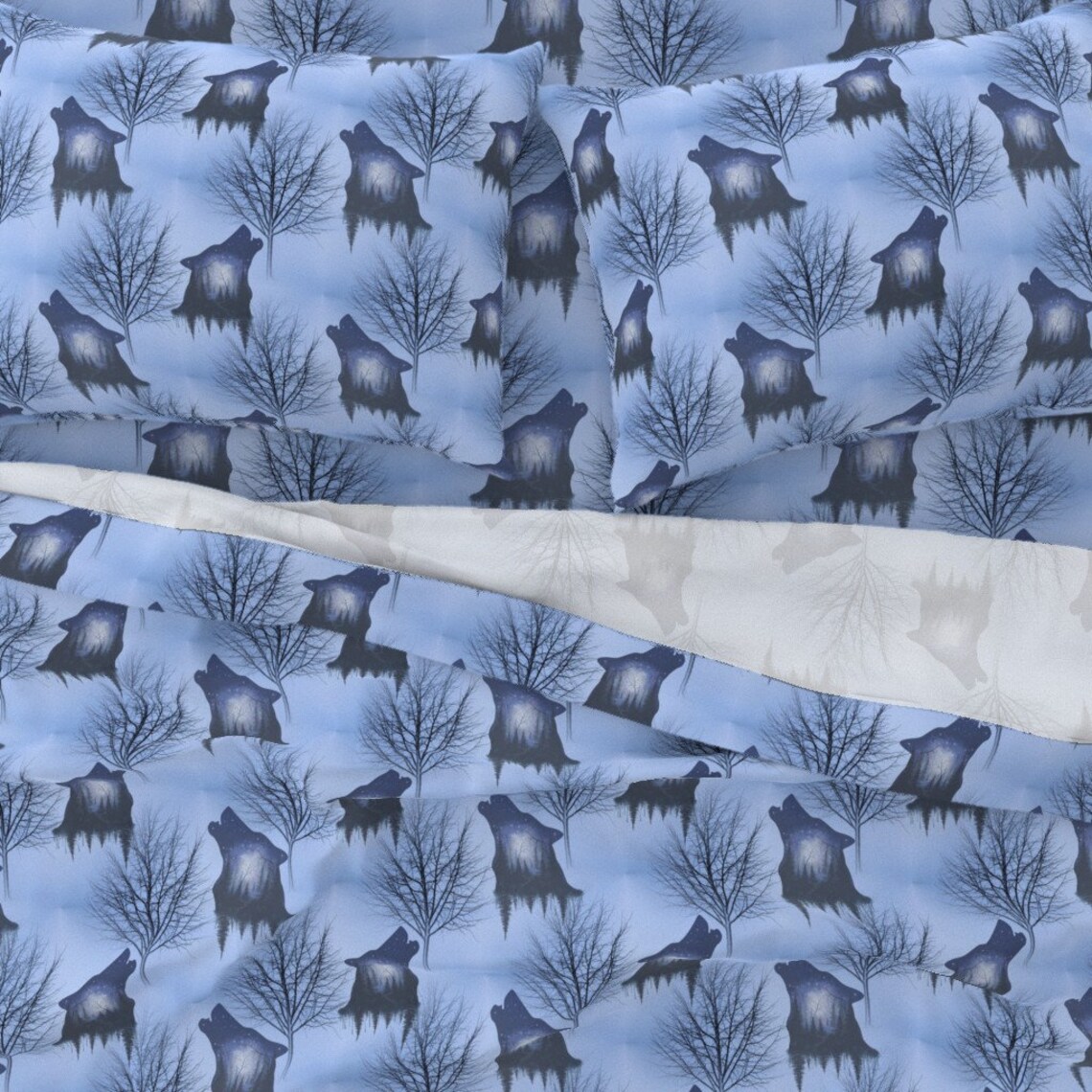 Wolf Sheets Winter Wolf Forest by Blue_moth_fabrics Pastel - Etsy