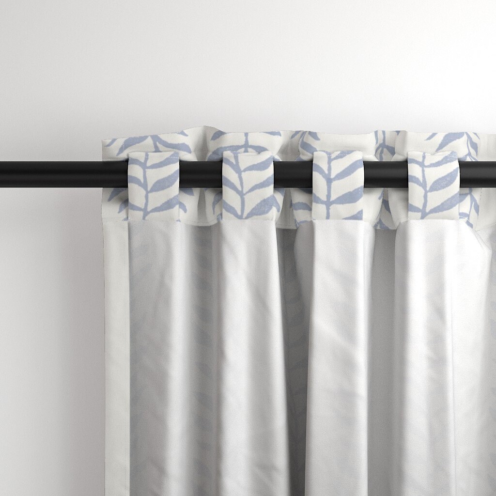 Blue Vines Curtain Panel - Leaf Cream Botanical Plants Leaves Coastal ...