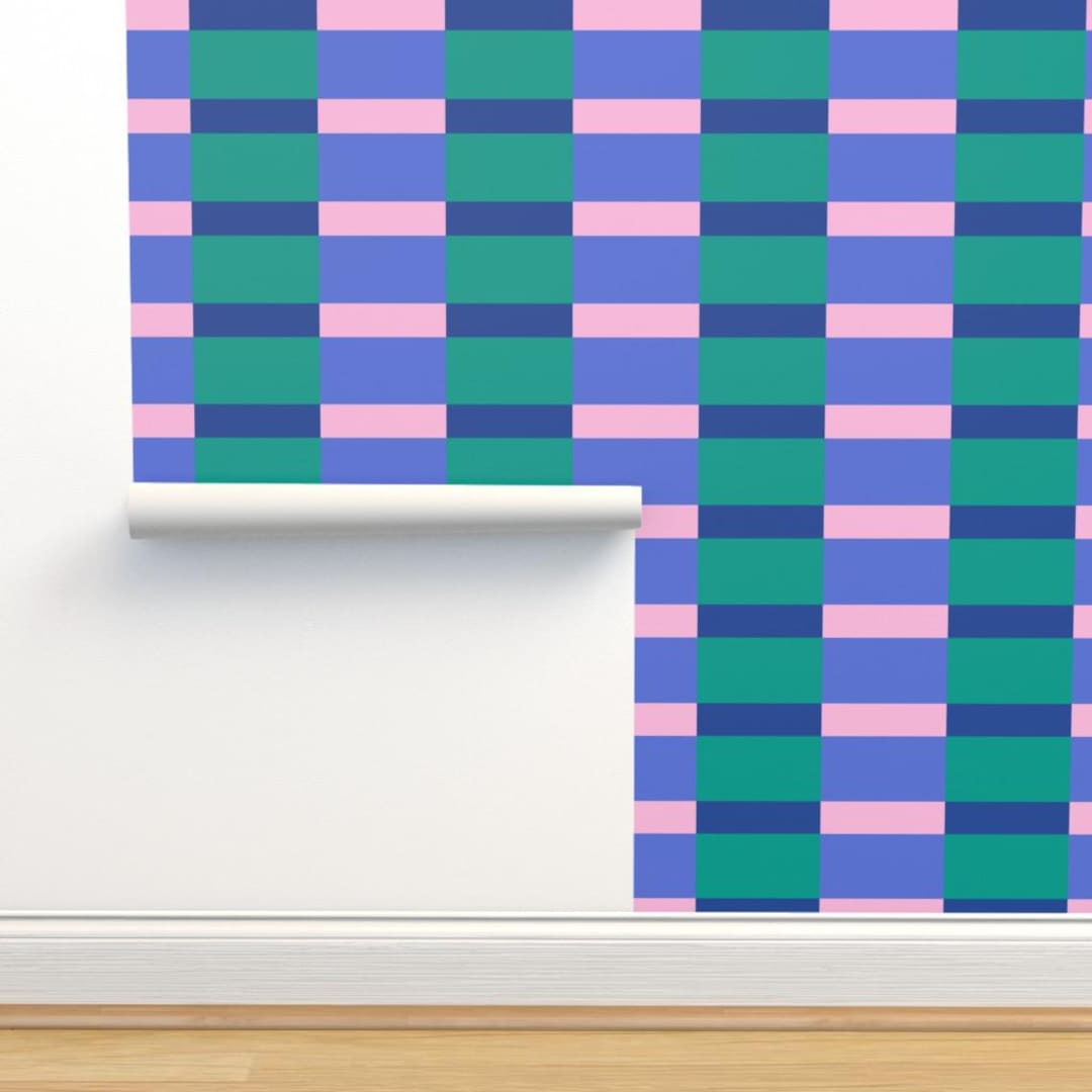 Retro Bold Non-pasted Wallpaper - Bright Color Block by Apricotbirch ...