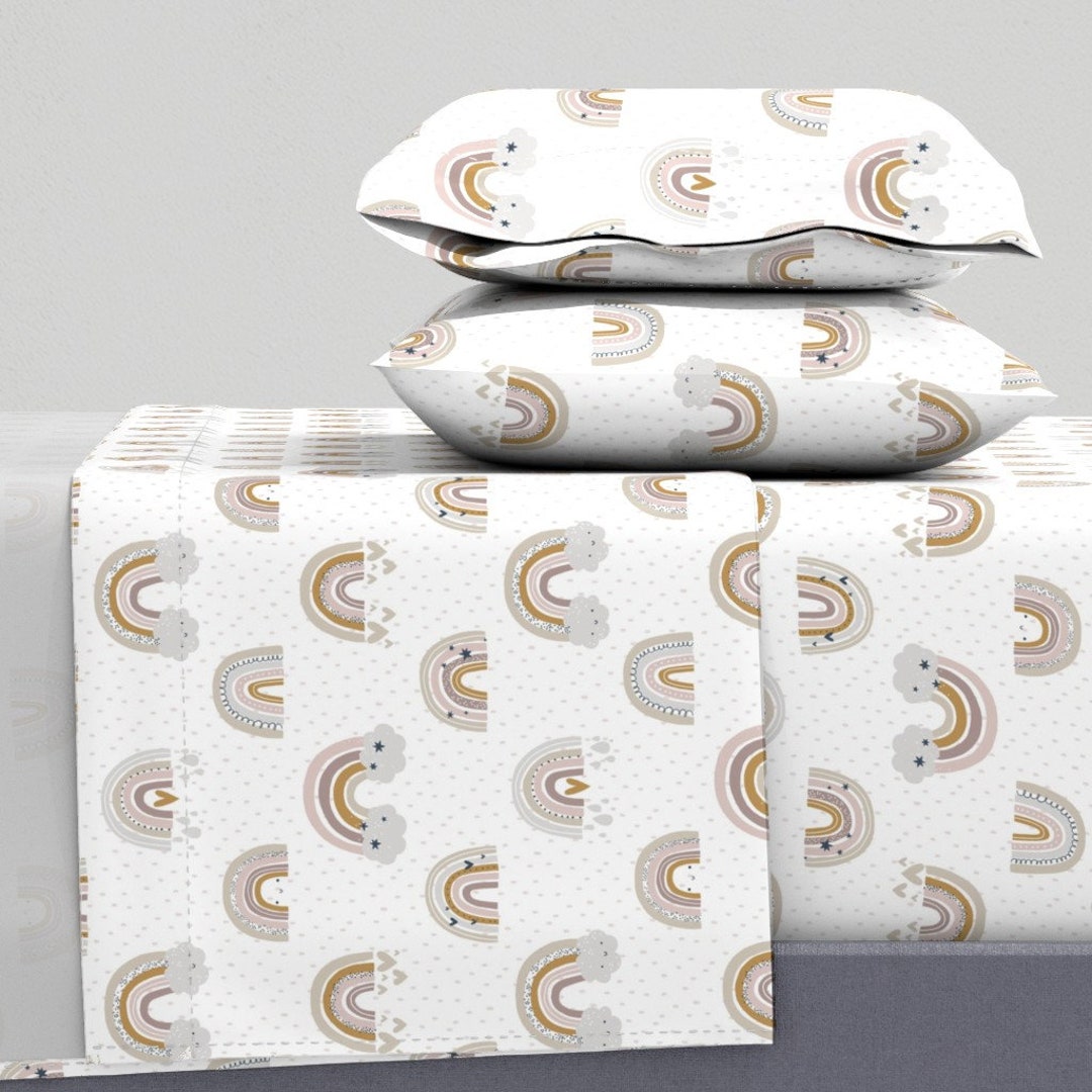 Scandi Rainbow Sheets Happy Rainbows Mauve by Sugarpinedesign Mauve ...