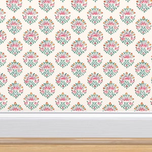 Hot Pink Block Print Non-pasted Wallpaper Indian Wood Block Boho ...