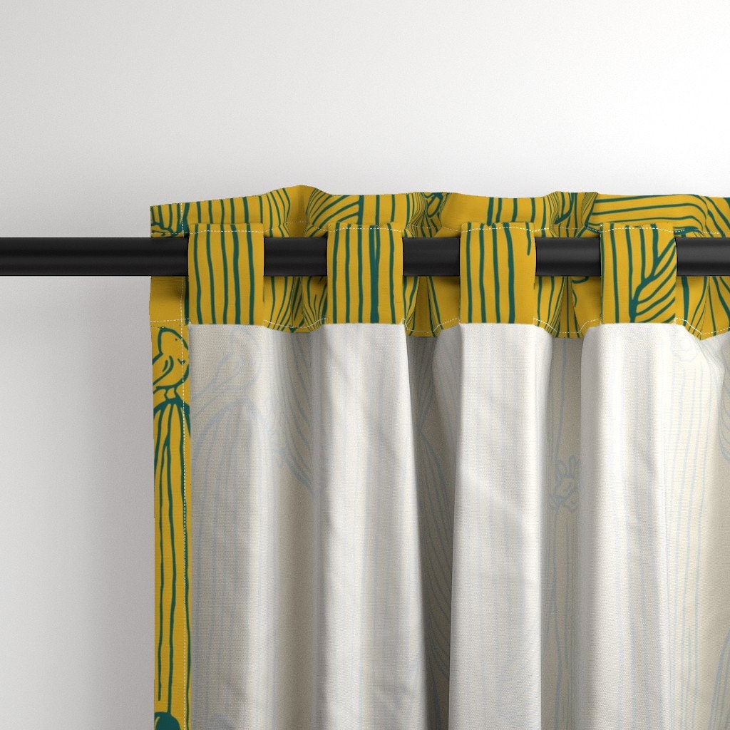 Mustard Gold Cactus Curtain Panel - Boho Desert Botanical Saguaro Cacti ...