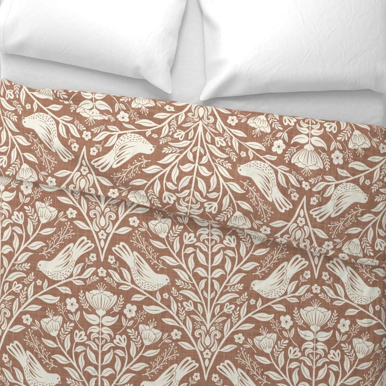 Whimsical Bedding - Folk Botanical Birds by Ivy_conner - Cottagecore ...