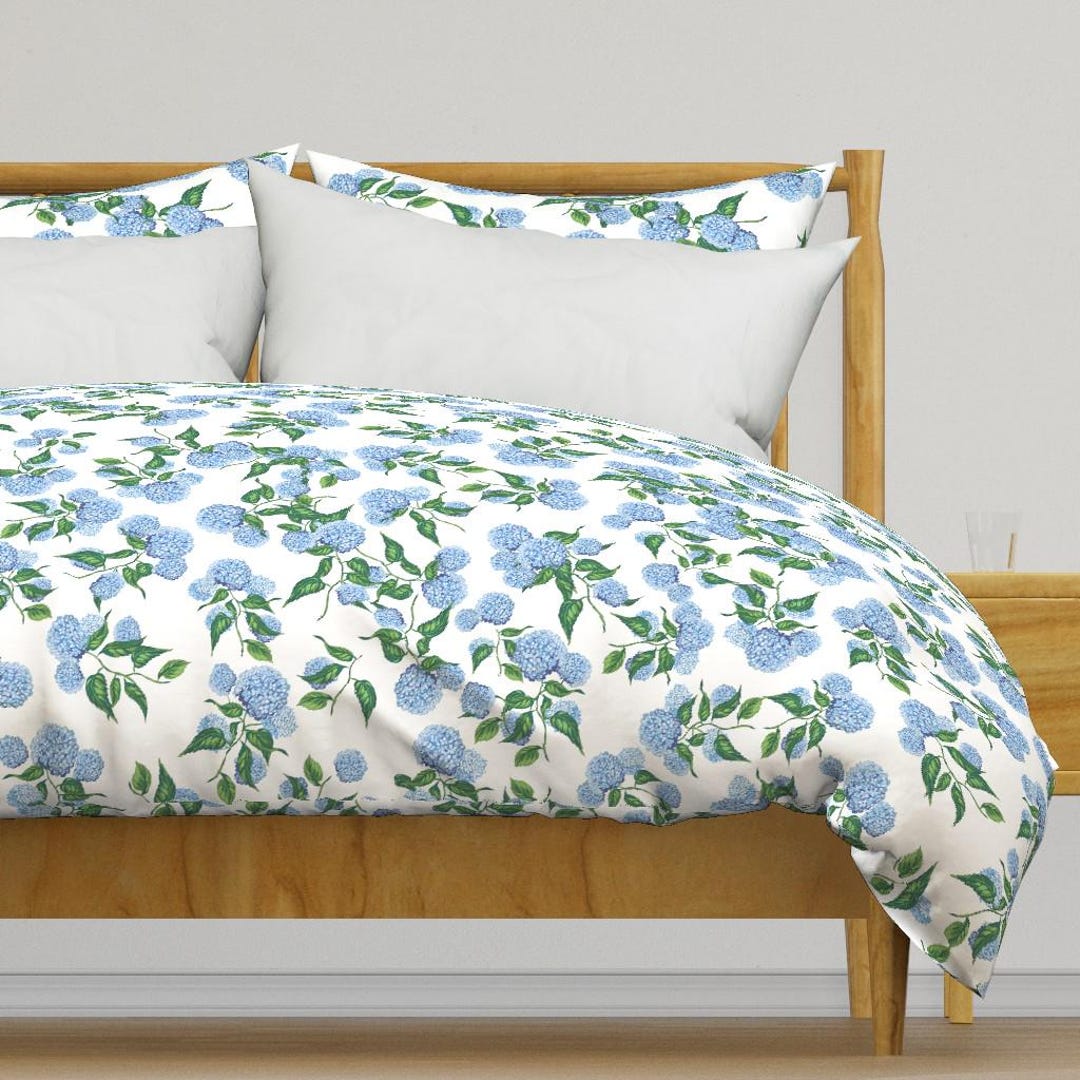 Hydrangea Floral Bedding - Hydrangea Blue by Chrissyink - Blue Green ...