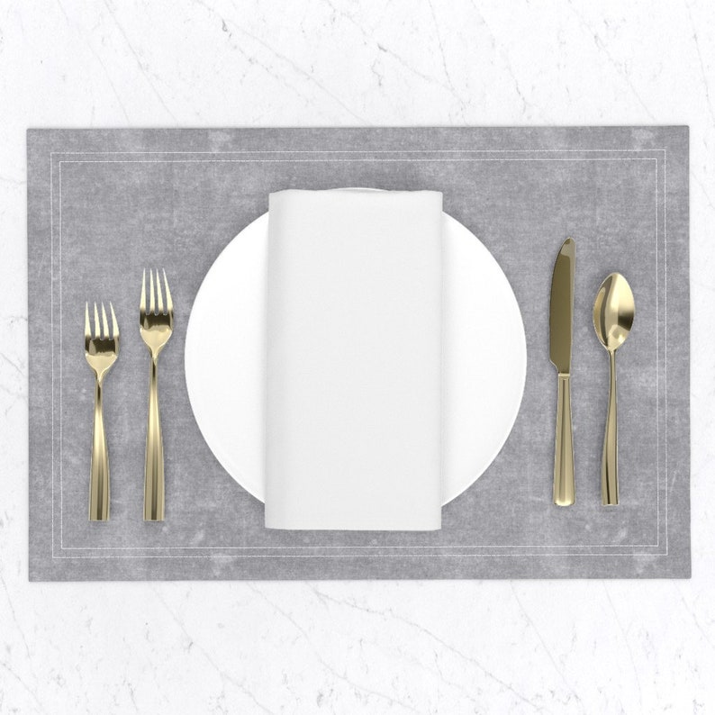 Distressed Pale Gray Placemats set of 2 Solid Grey by - Etsy