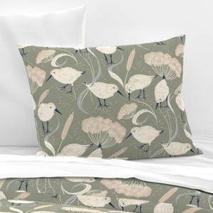 Sandpiper Bedding - Coastal Green by Hupu - Lakeside Coastal Birds Cow ...
