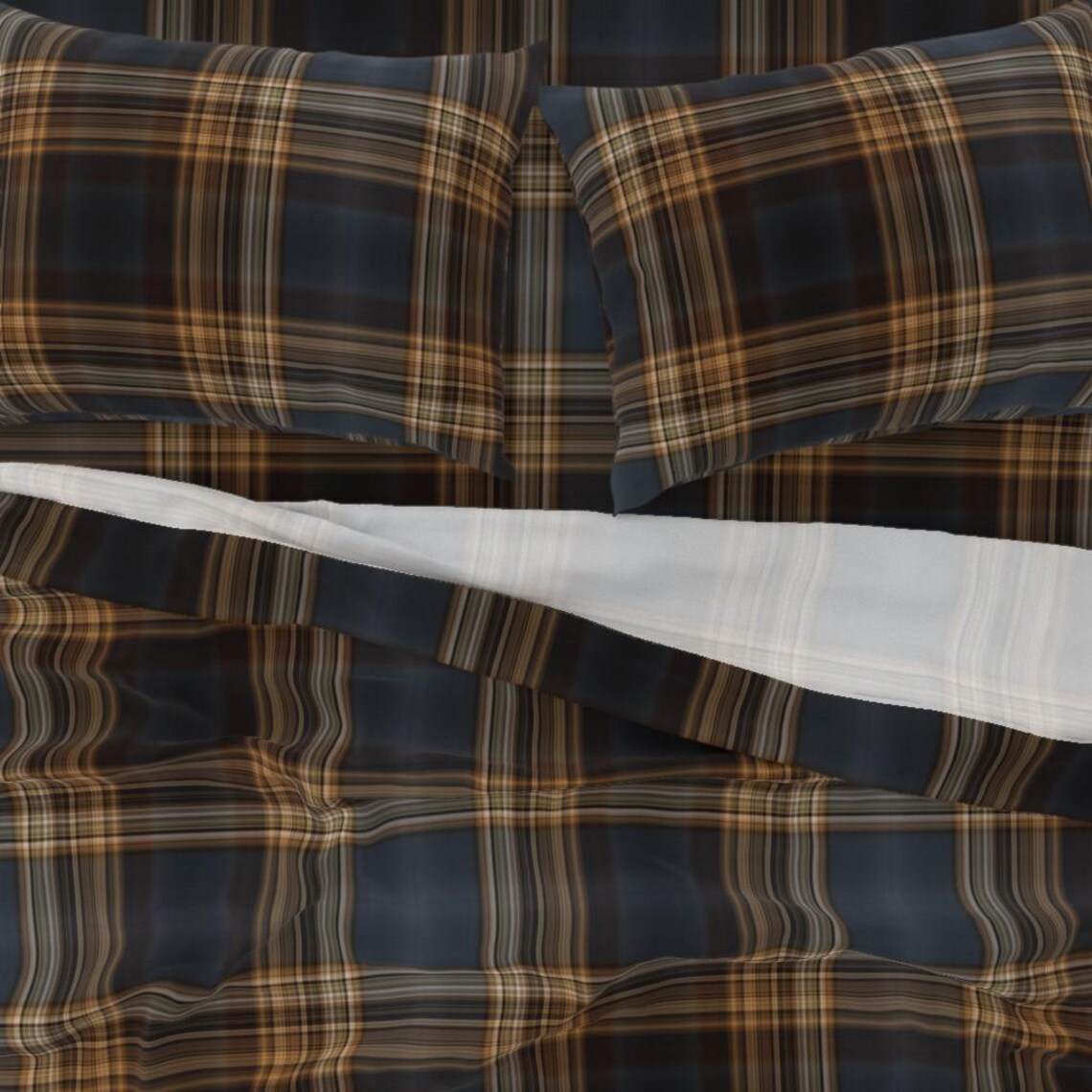 Blue Brown Tartan Sheets - Fine Line Plaid by Northern_whimsy ...