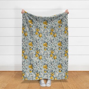 Lemon Throw Blanket Bees and Lemons Blue Large by - Etsy