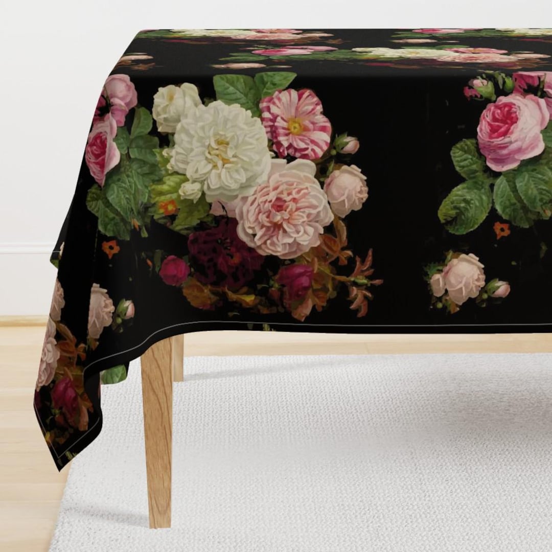 Moody Gothic Floral Tablecloth - Dark Floral by Eti_enne - Vintage ...