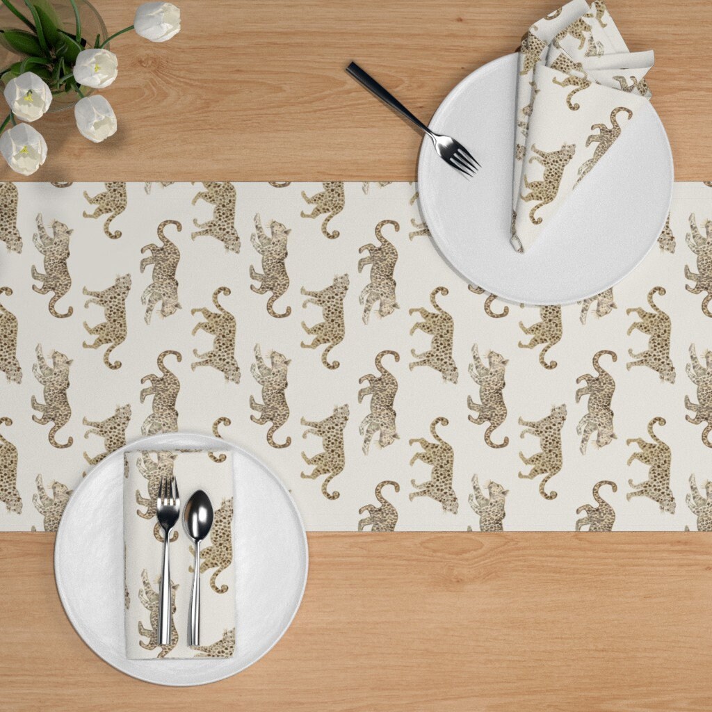 Safari Animal Table Runner Leopard Parade Cream by - Etsy