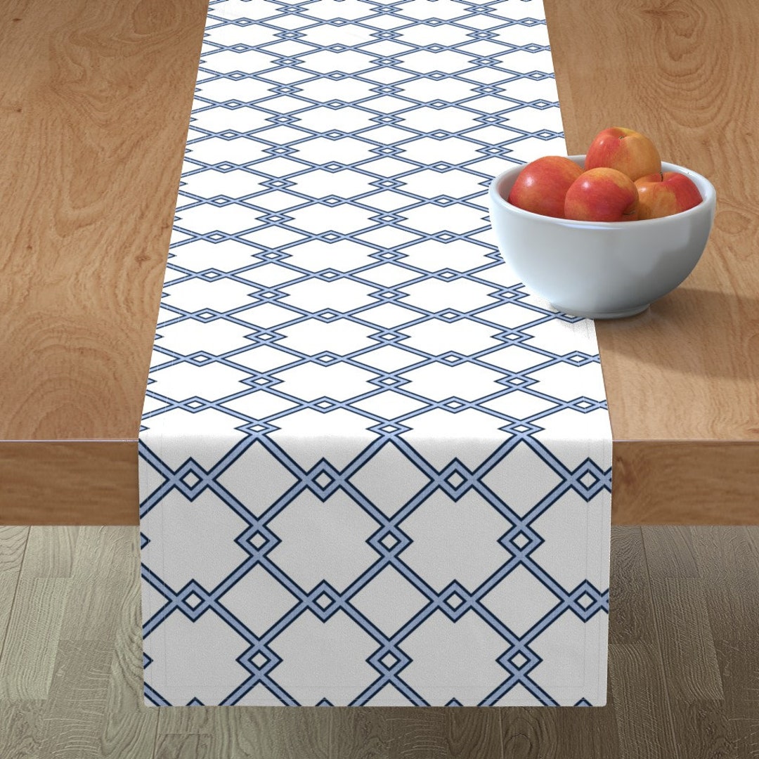Sky Blue Trellis Table Runner Lattice in Sky petite by - Etsy