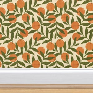 Vintage Orange Vines Non-pasted Wallpaper Retro Oranges French Citrus ...