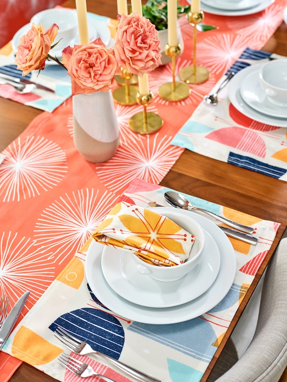 Mid Century Modern Cotton Dining Collection Retro Starts | Etsy