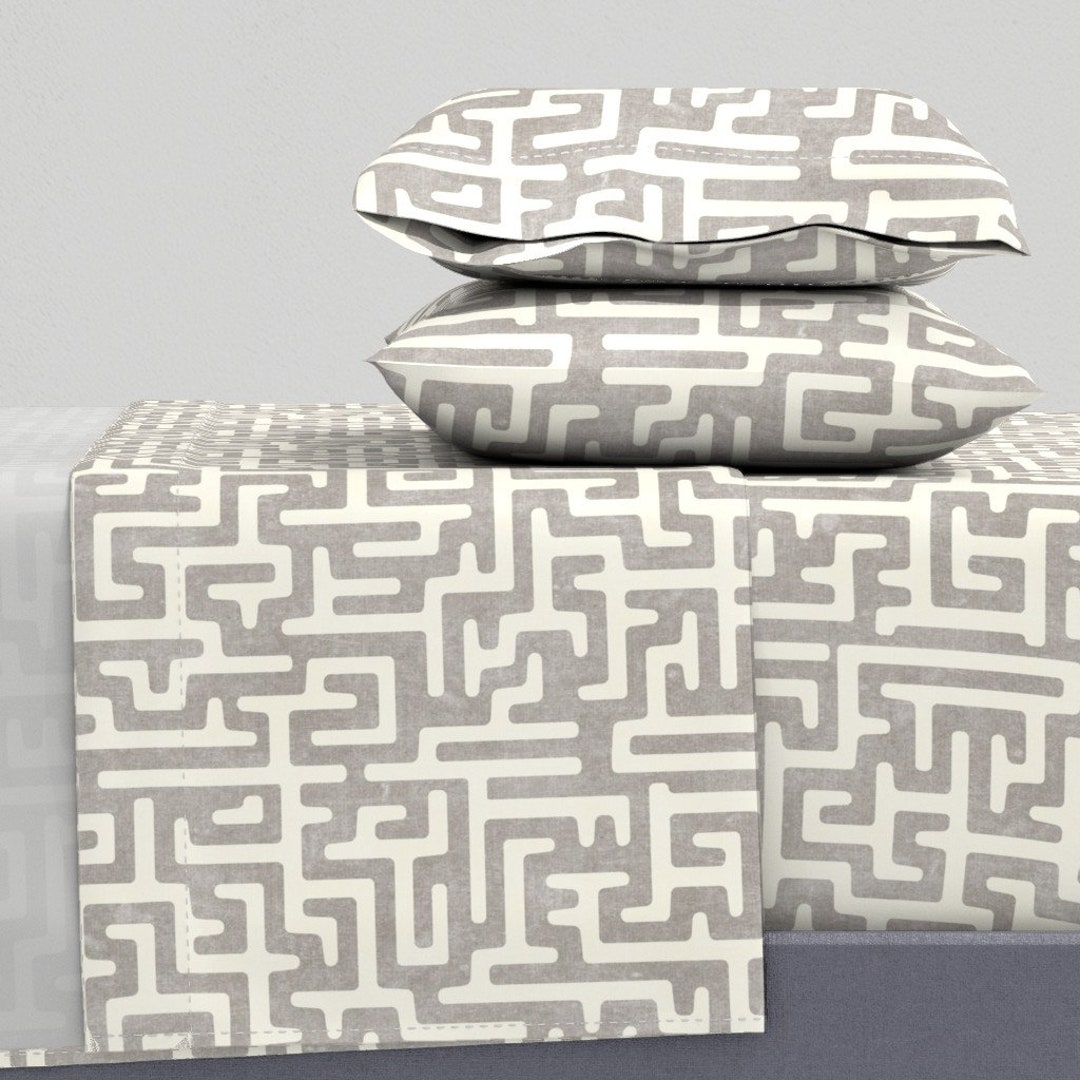Neutral Earth Tone Sheets Mud Cloth Maze by Littlearrowdecor Monochrome ...